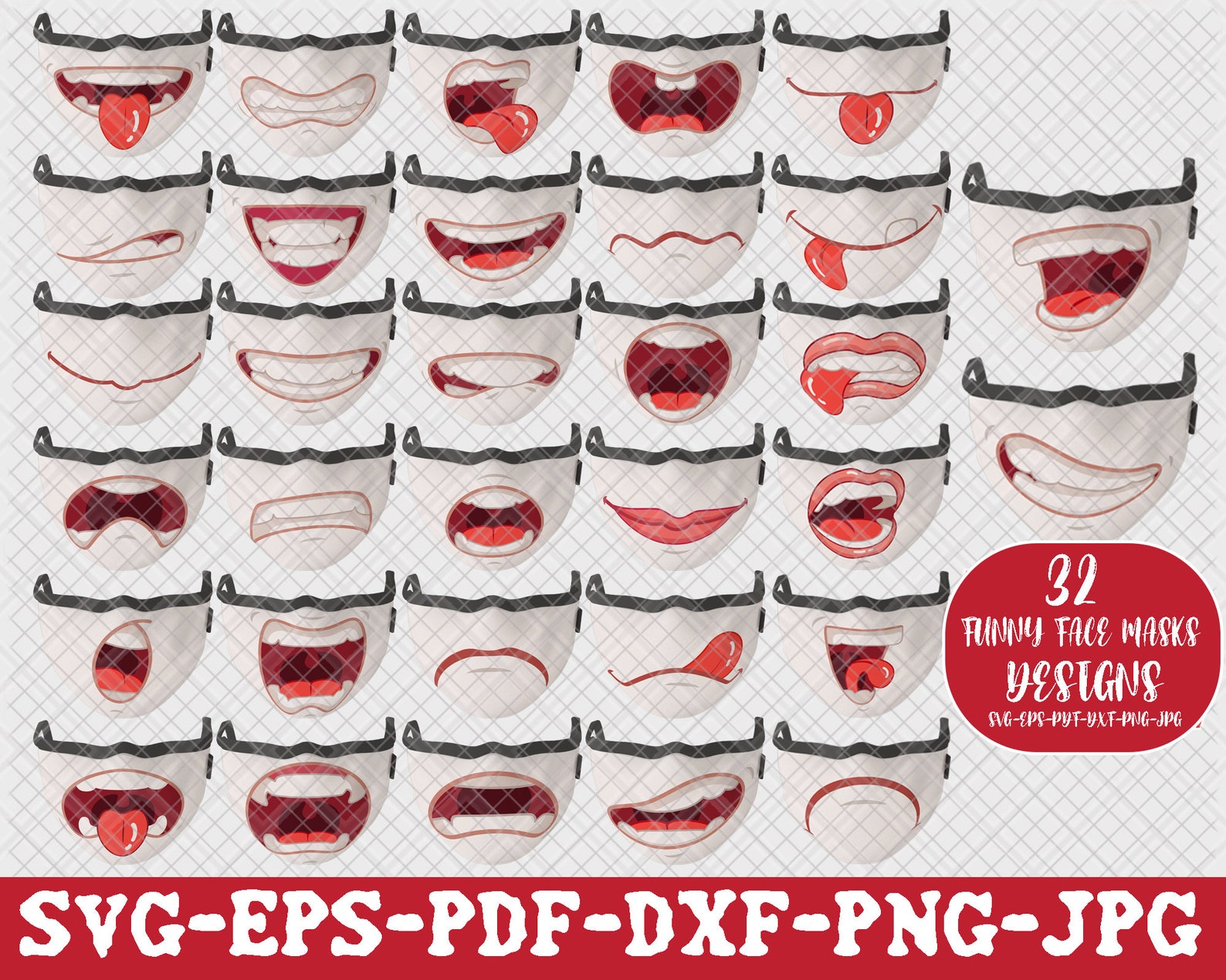 Kids Face Masks Svg Funny Face Mask Svg Cartoon Mouth Svg - Etsy