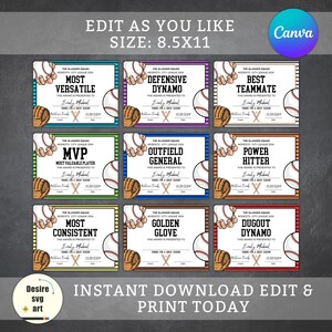 Ultimate Editable Baseball Awards Bundle | Editable Baseball Award ...
