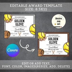 Ultimate Editable Softball Awards Bundle | Editable Softball Award ...