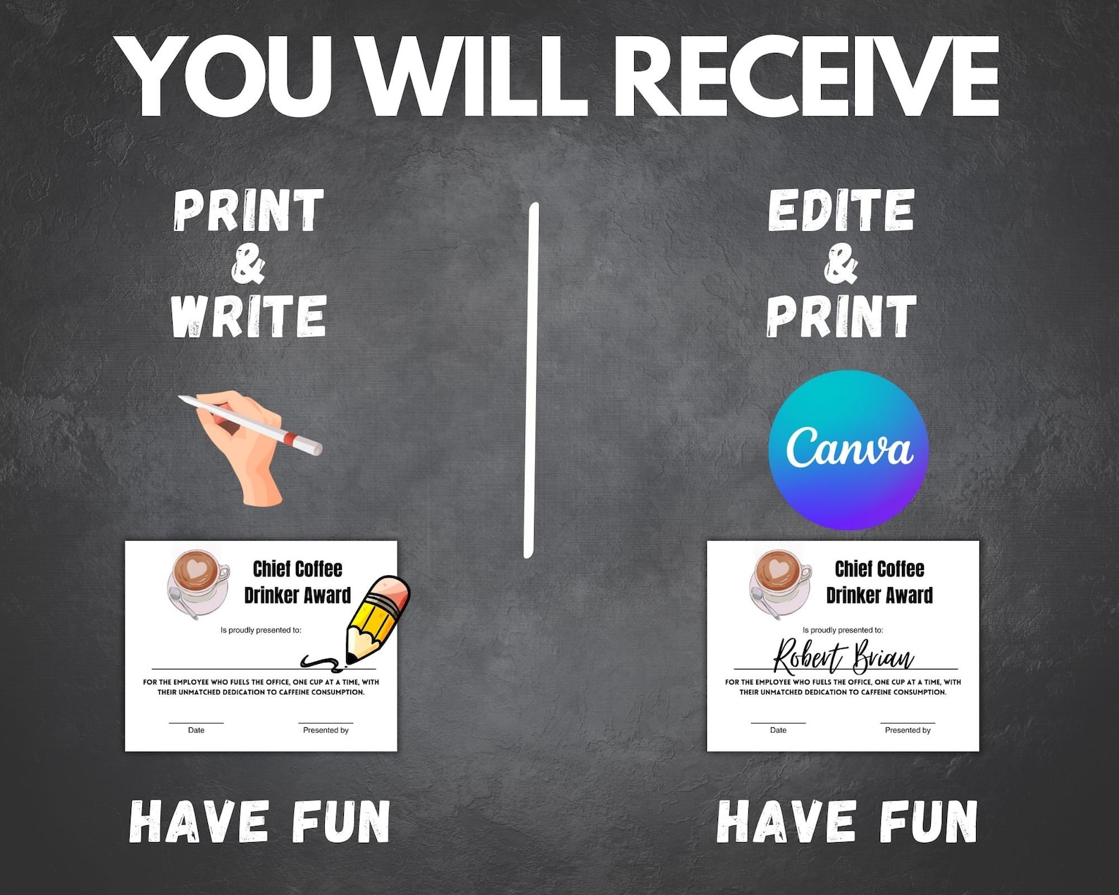 Editable Employee Recognition Certificate Bundle - 200 Printable Canva ...