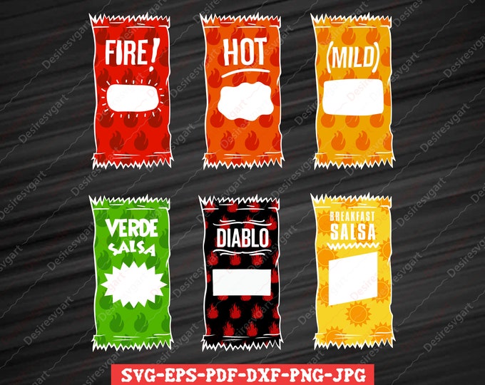 6 Group Halloween SVG Taco Sauce Designs Matching Hot Sauce Costume ...