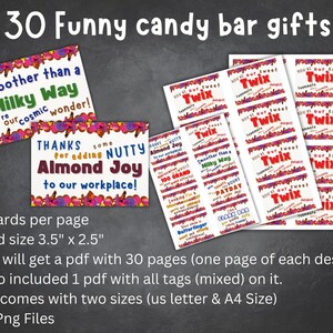Employee Candy Bar Gift Tags, Printable Appreciation Tags, Coworker ...