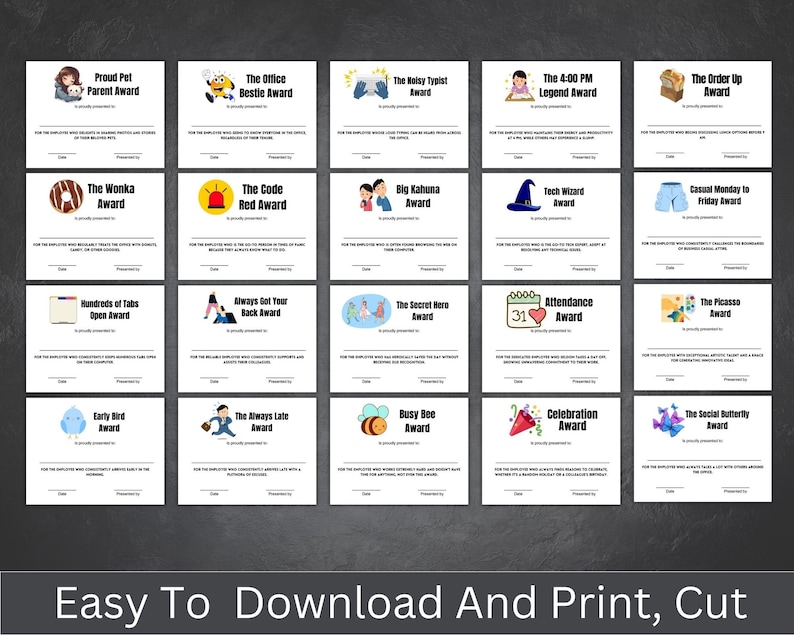 Employee Appreciation With a Twist: Funny Award Certificates! Celebrate ...