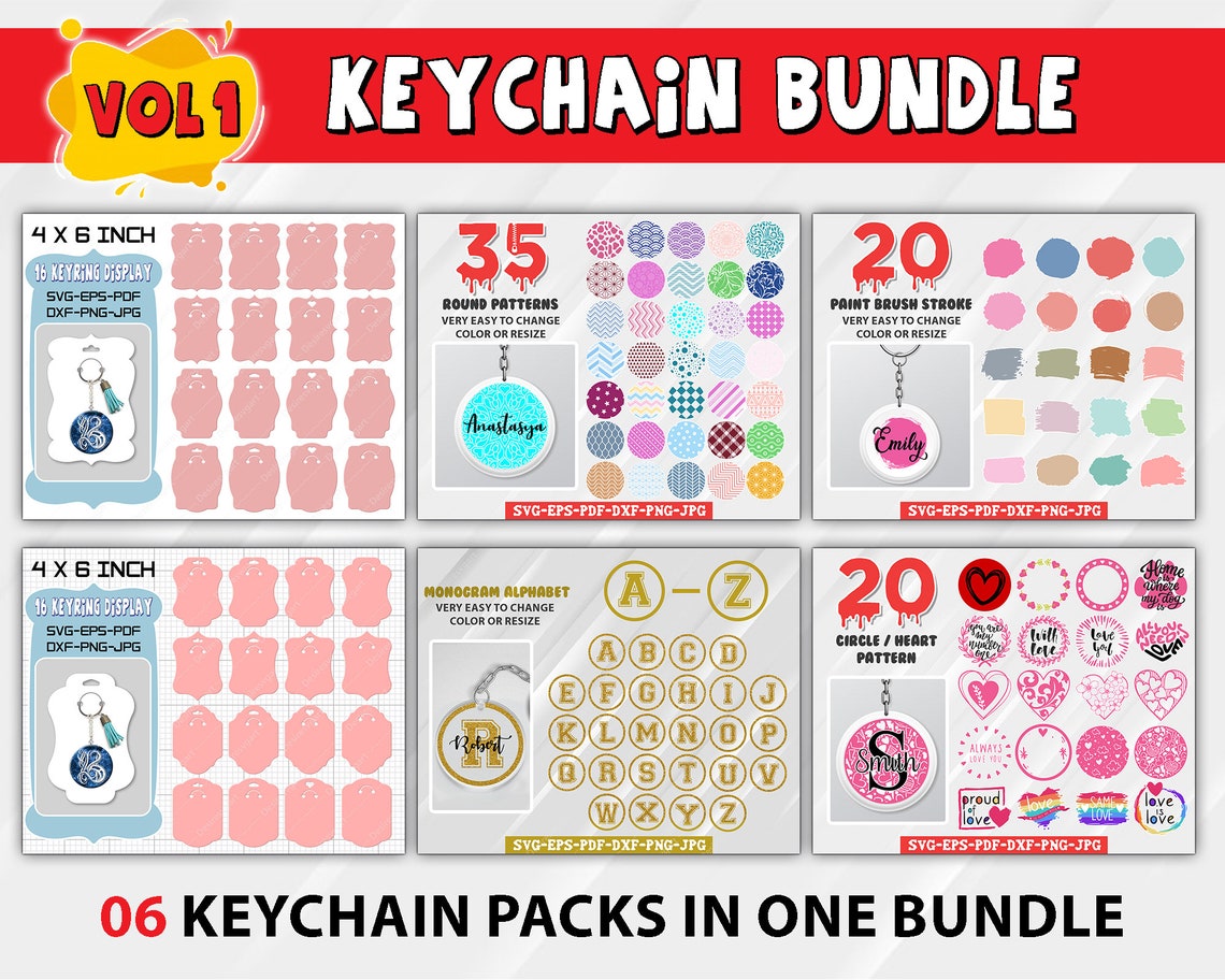Keyring Display Card Bundle Keychain SVG Bundle Keychain - Etsy
