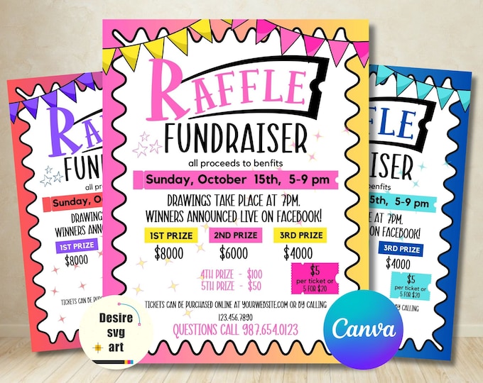 50/50 Raffle Ticket Fundraiser Flyer, Split the Pot Raffle Fundraiser ...