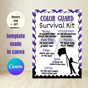Color Guard Survival Kit Printable Canva Editable Template, Gift Bag ...