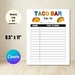Taco Fiesta: Stylish Taco Bar Sign up Sheet Template Printable for ...