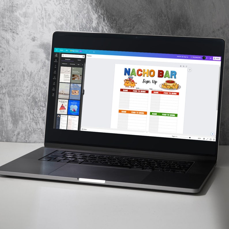 Taco Fiesta: Stylish Nacho Bar Sign up Sheet Template Printable for ...