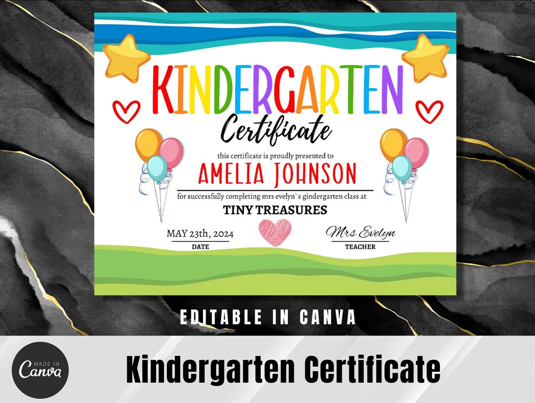 Editable Kindergarten Diploma, School Diploma Certificate, Editable ...