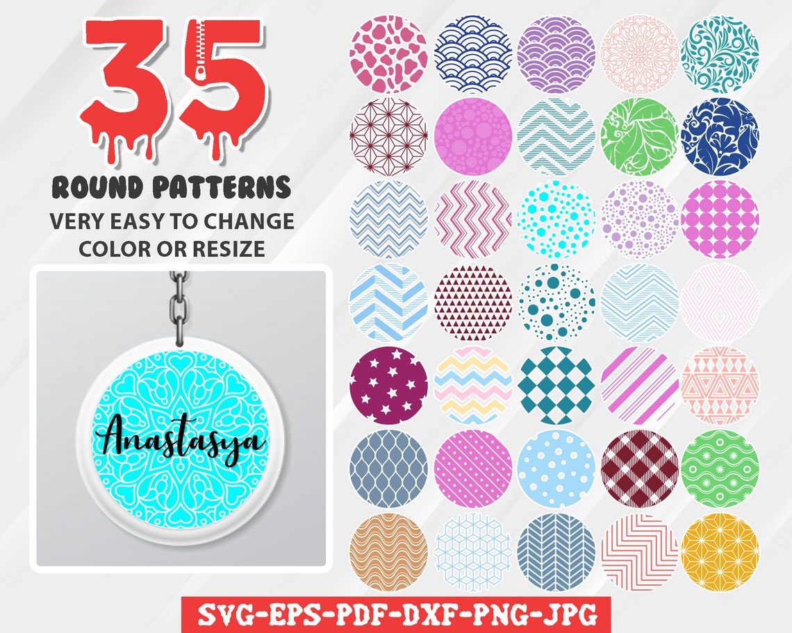 Keychain Pattern SVG Bundle Keychain Patterns Svg Circle | Etsy