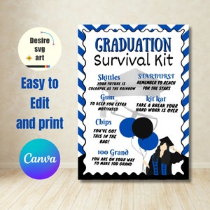 Graduation Survival Kit Printable Canva Editable Template, Gift Bag ...