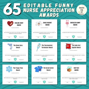 Funny Nursing Award Certificates Editable in Canva, Funny Nurse Award ...