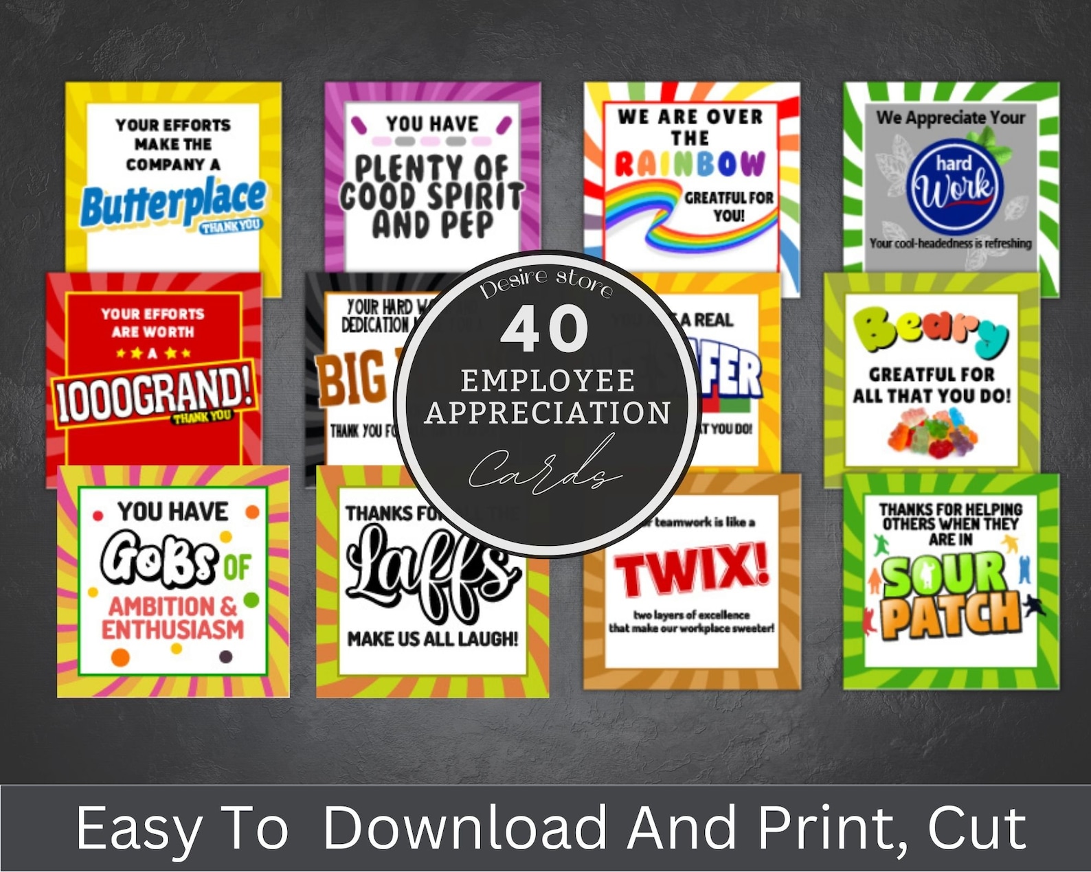 40 Employee Candy Bar Gift Tags | Employee Appreciation Tag | Staff ...