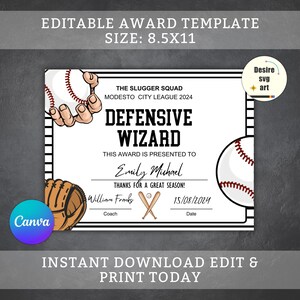 Ultimate Editable Baseball Awards Bundle | Editable Baseball Award ...