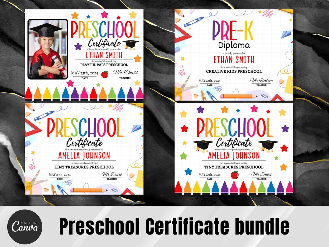 Editable Preschool Diploma Graduation Bundle Certificate Prek Grad ...