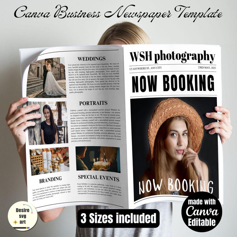 Modern Business Newspaper Template | Perfect for Salons & Small ...