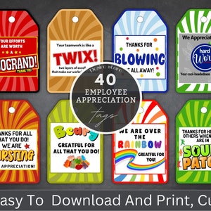 40 Employee Candy Bar Gift Tags | Employee Appreciation Tag | Staff ...