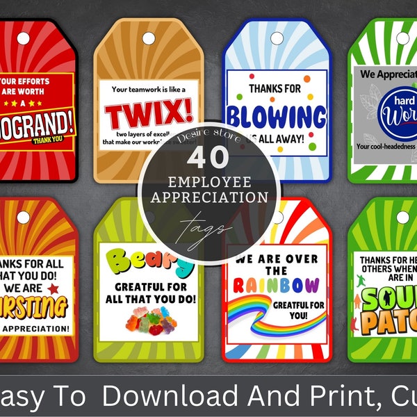Employee Appreciation Candy Printable - Etsy