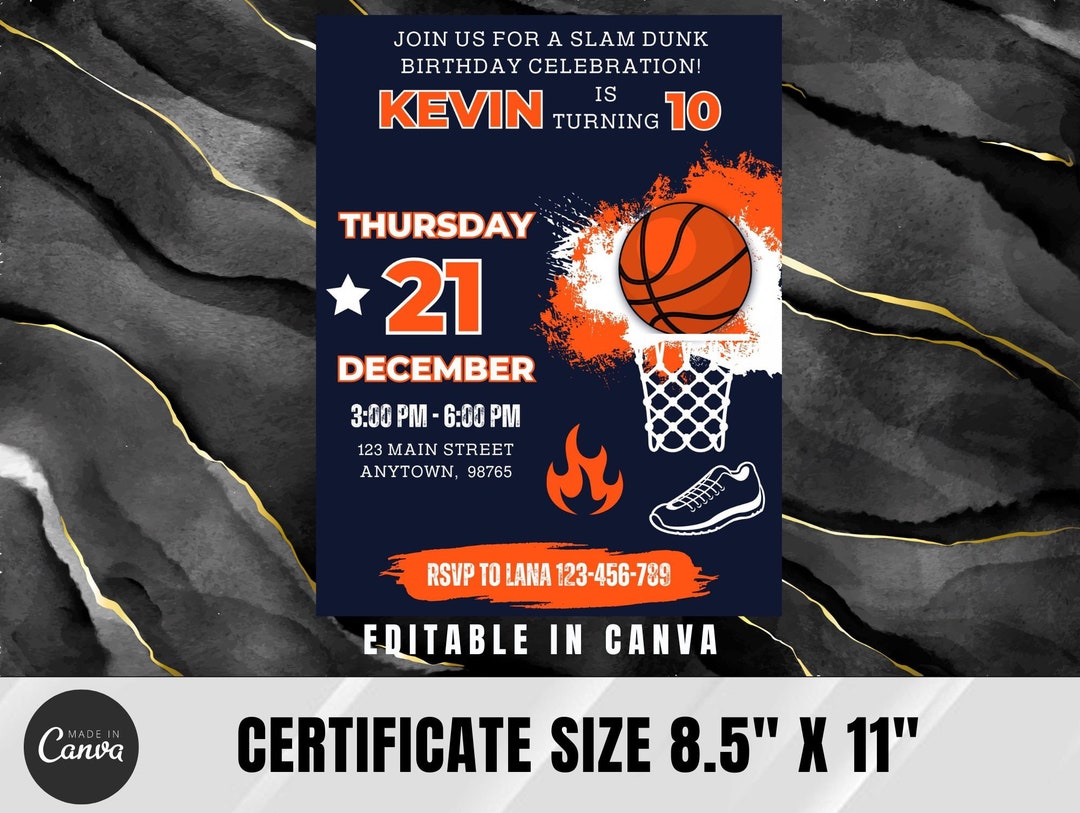 Basketball Birthday Invitation Template, Basketball Birthday Invitation ...
