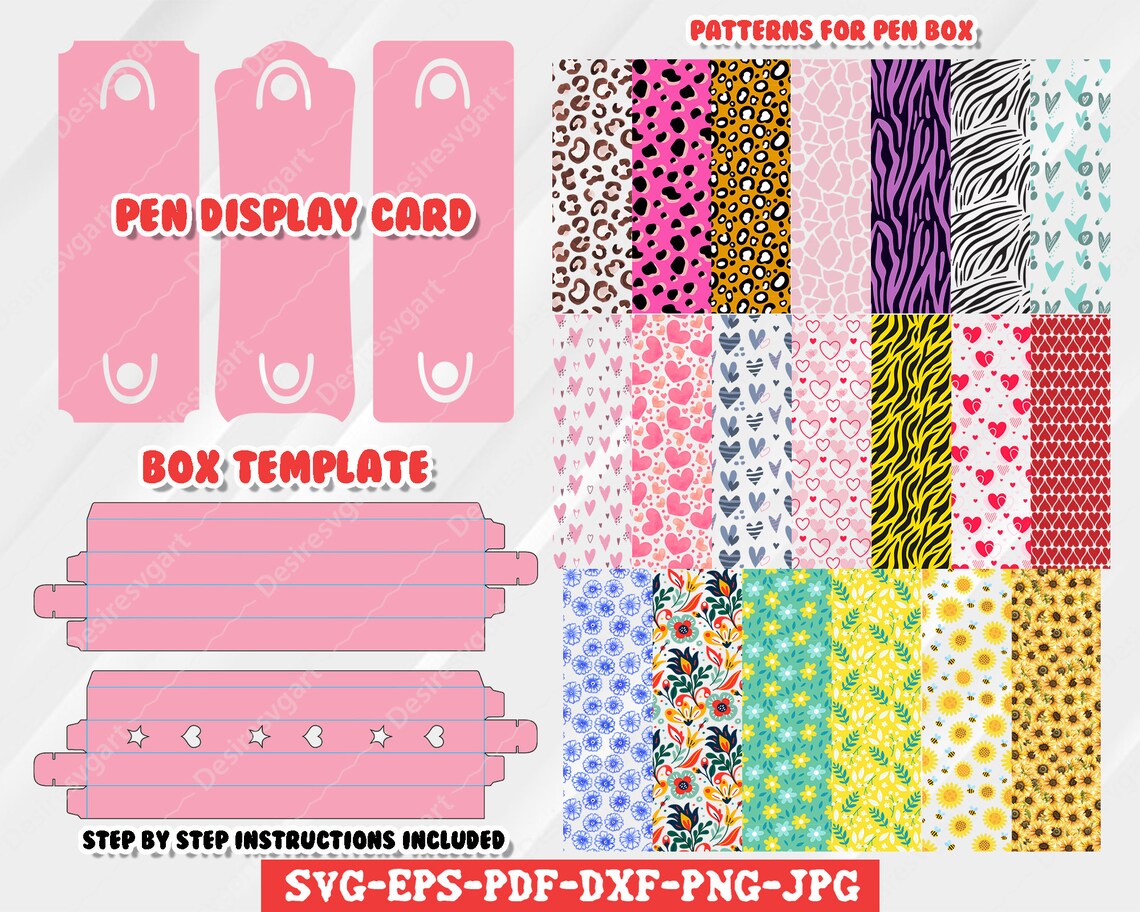 Pen Box Template Bundle Glitter Pen Patterns Svg Pen Display - Etsy