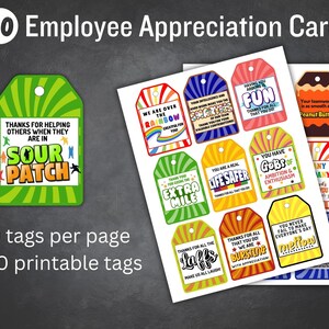 40 Employee Candy Bar Gift Tags | Employee Appreciation Tag | Staff ...