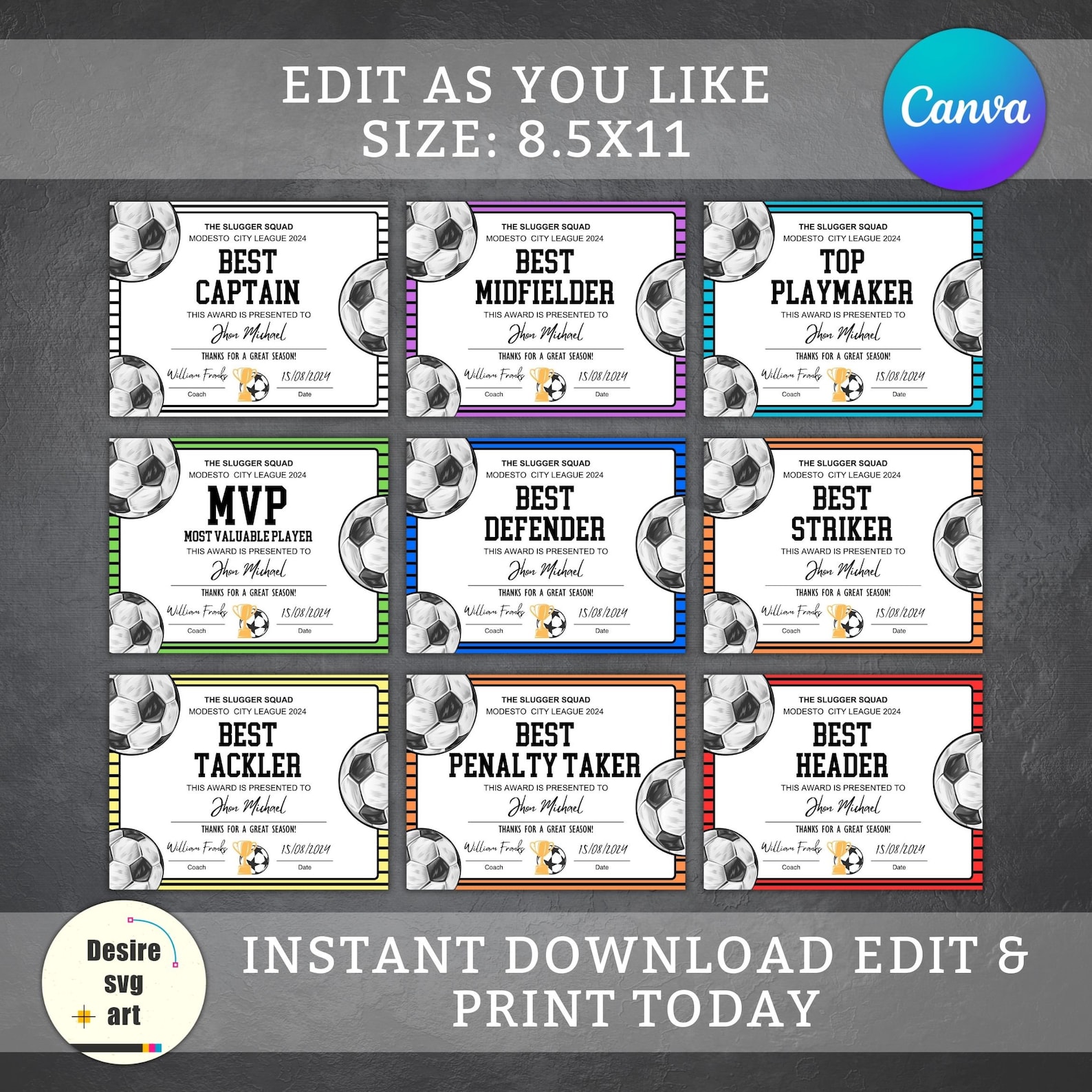 Ultimate Soccer Award Certificates Bundle - 100 Printable Designs! - Etsy