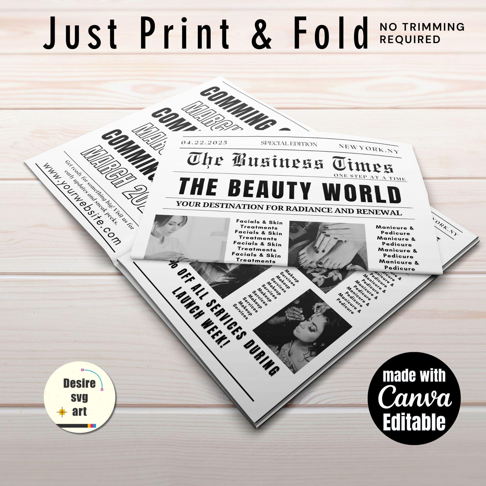 Business Launch Newspaper Template | Editable Canva Design | Editable ...