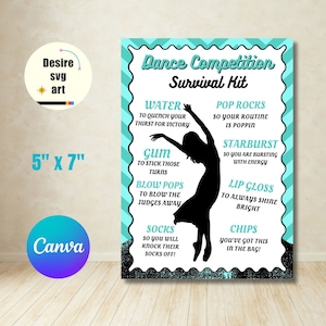 Dance Competition Survival Kit Printable Canva Editable Template, Gift ...