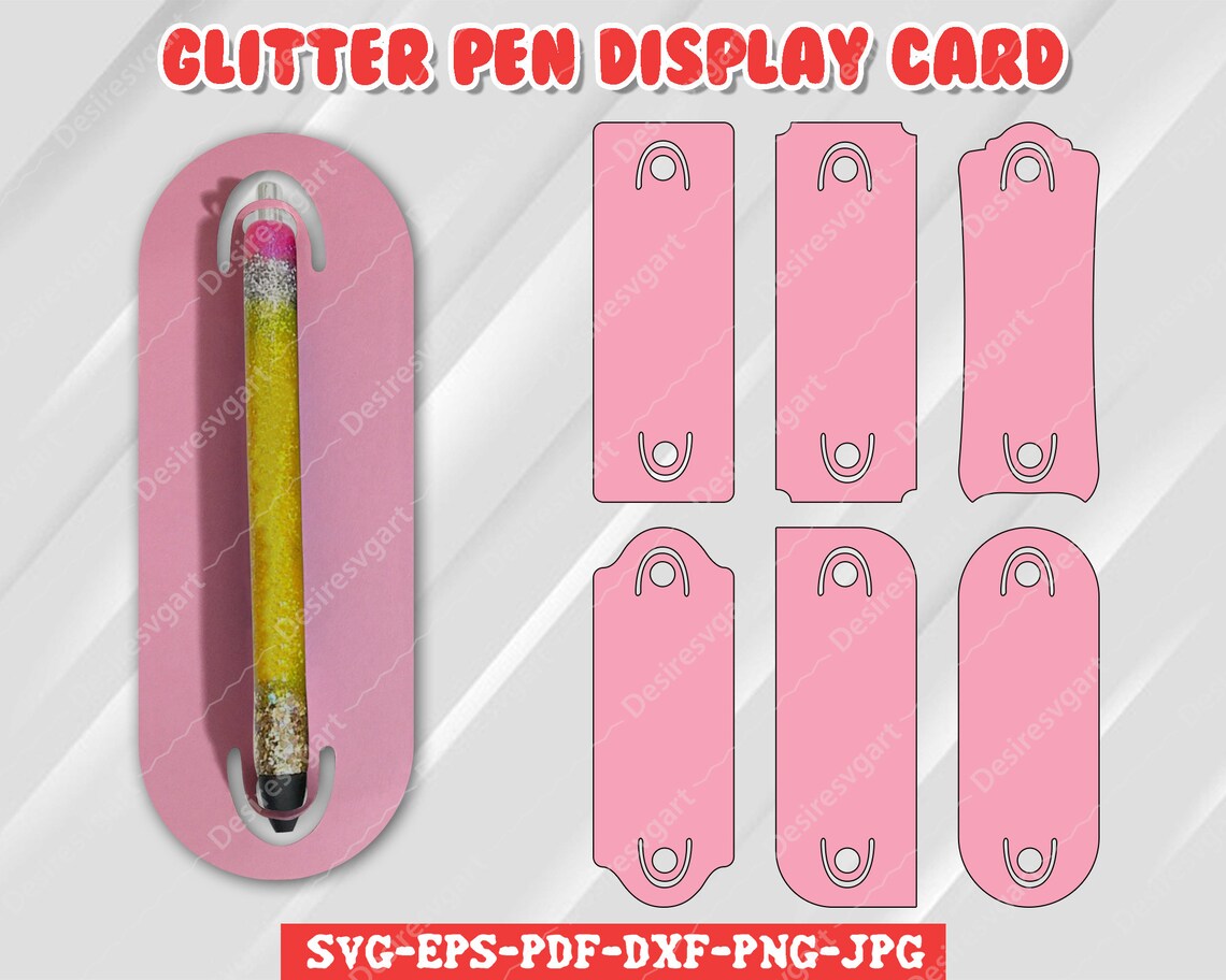 Epoxy Glitter Pen Display Card, SVG Glitter Pen Packaging, Epoxy ...