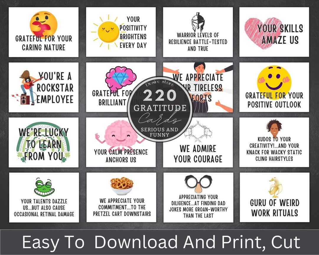 Gratitude Cards for Employees, Employee Appreciation Cards, Printable ...