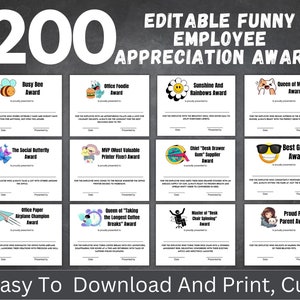 Editable Employee Recognition Certificate Bundle - 200 Printable Canva ...