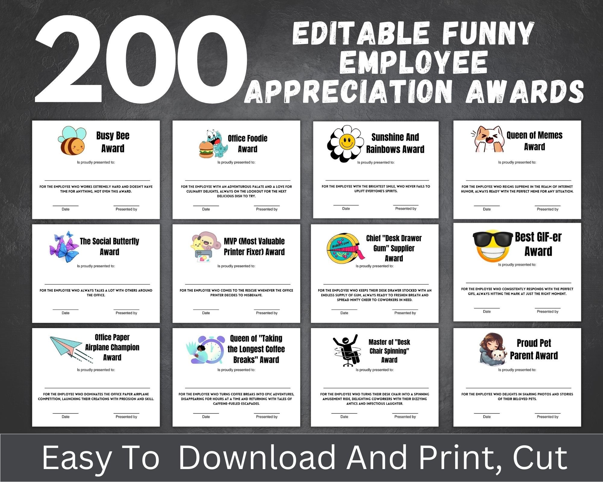 Funny Employee Recognition Certificates