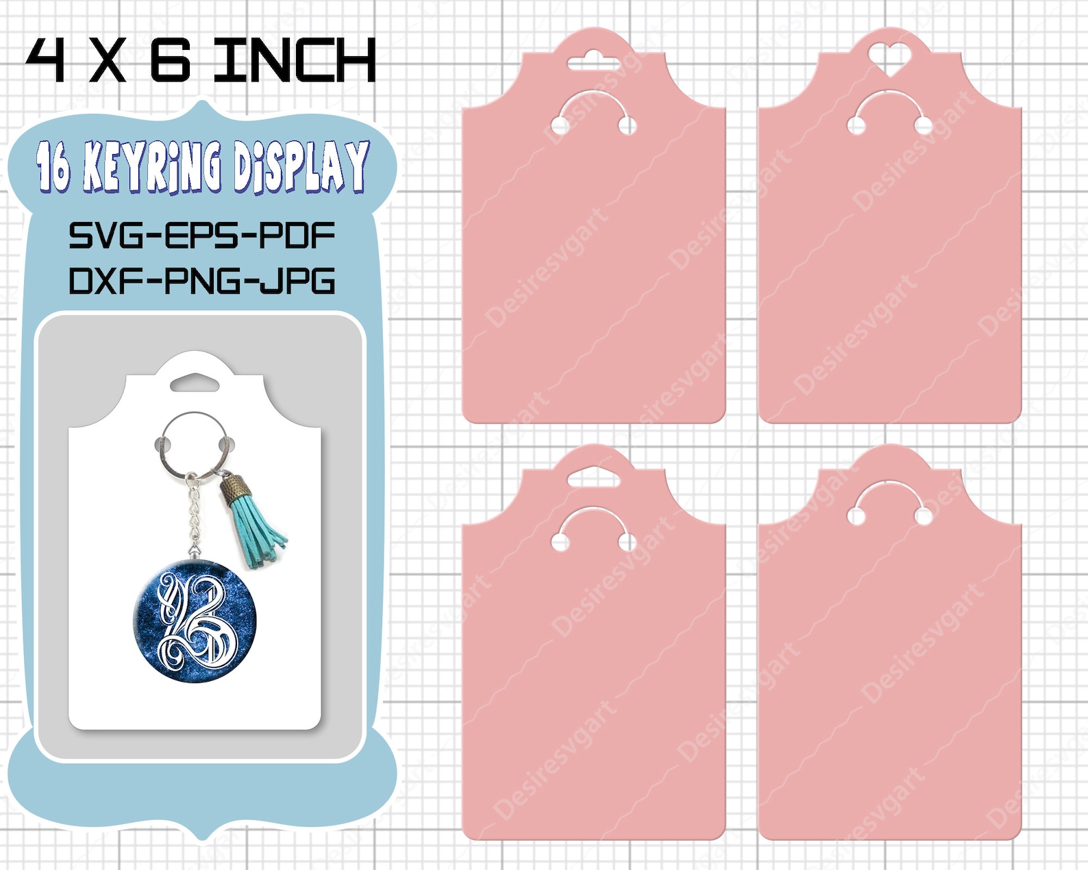 Keyring Display Card Template Keyring Card Svg Keychain - Etsy UK