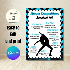Dance Competition Survival Kit Printable Canva Editable Template, Gift ...