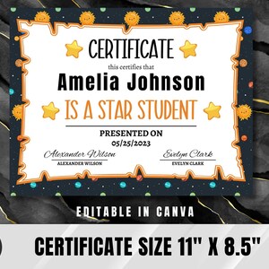 Editable School Certificates in Canva, Elementary Classroom Award ...