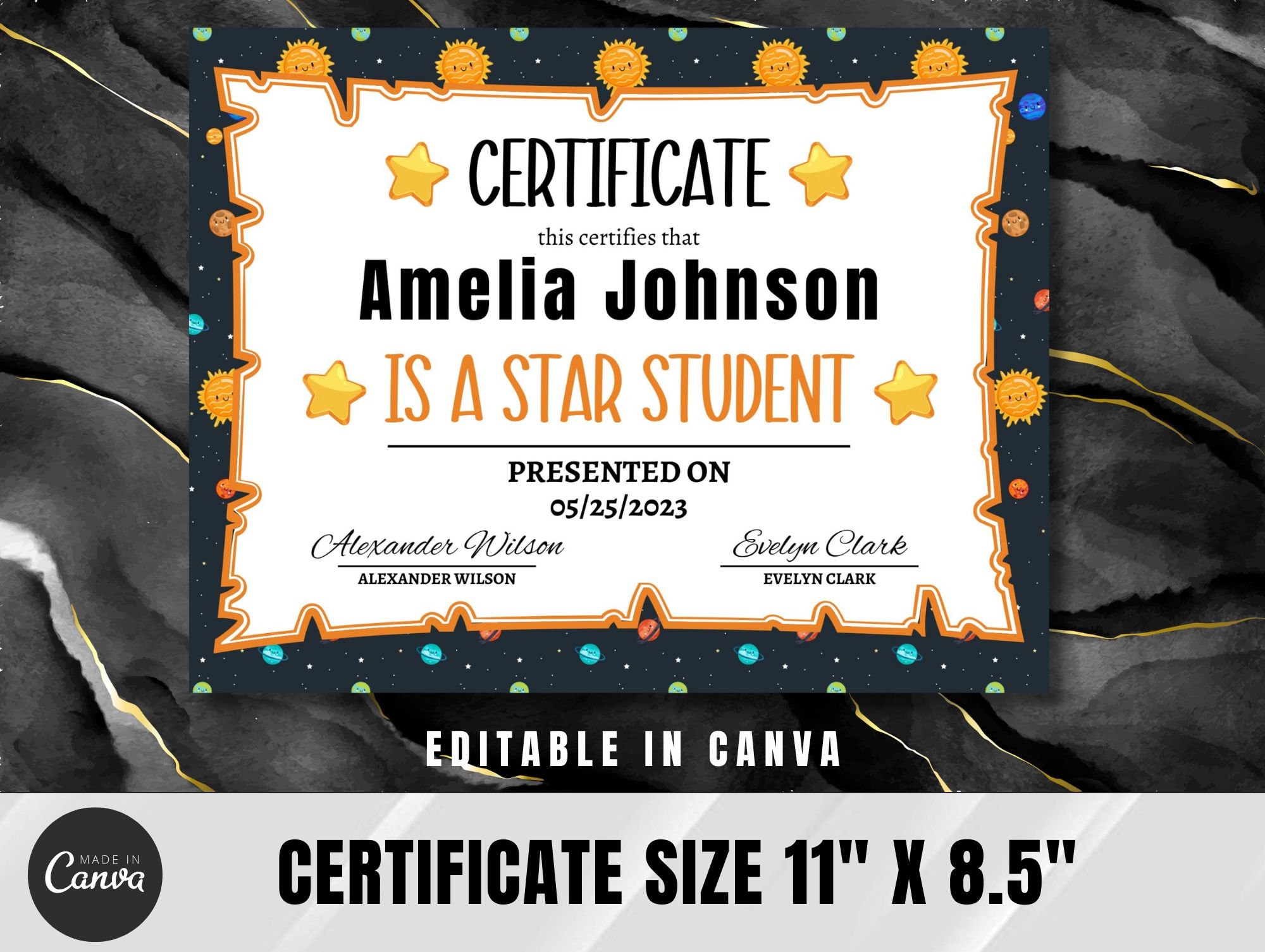 Editable School Certificates in Canva, Elementary Classroom Award ...