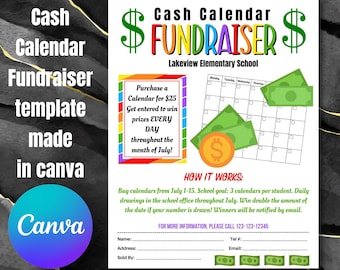 Editable Cash Calendar Fundraiser Flyer, Printable Handout Take Home ...