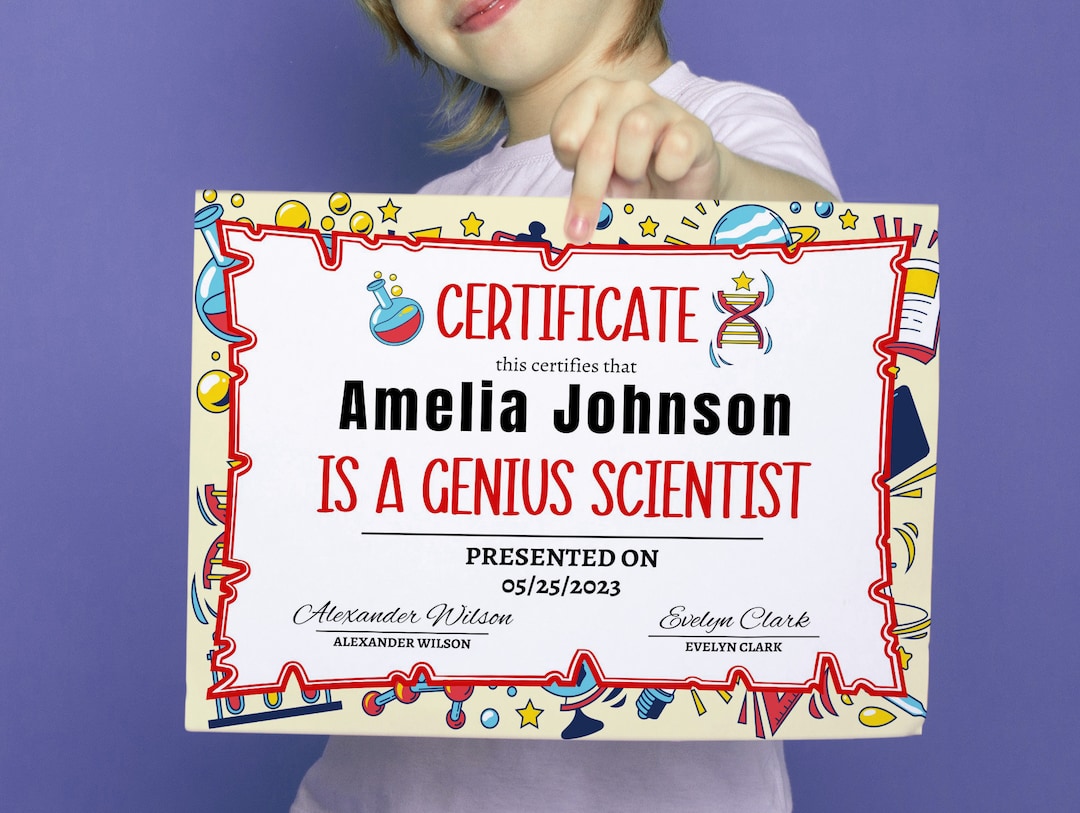 Genius Scientist Editable School Certificate, Elementary Classroom ...
