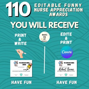 Quirky Nurse Recognition Certificates:celebrate the Funniest Moments ...