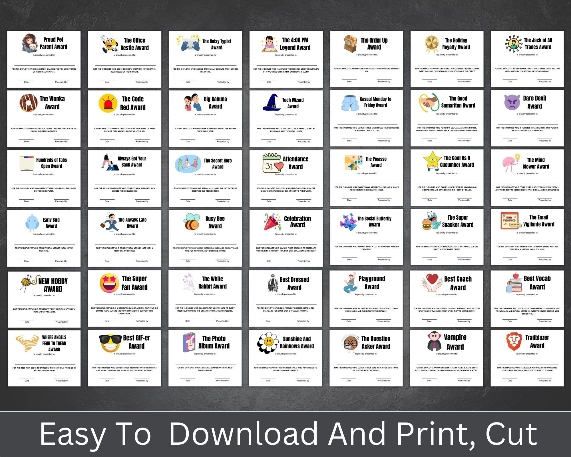 Editable Employee Recognition Certificate Bundle - 200 Printable Canva ...