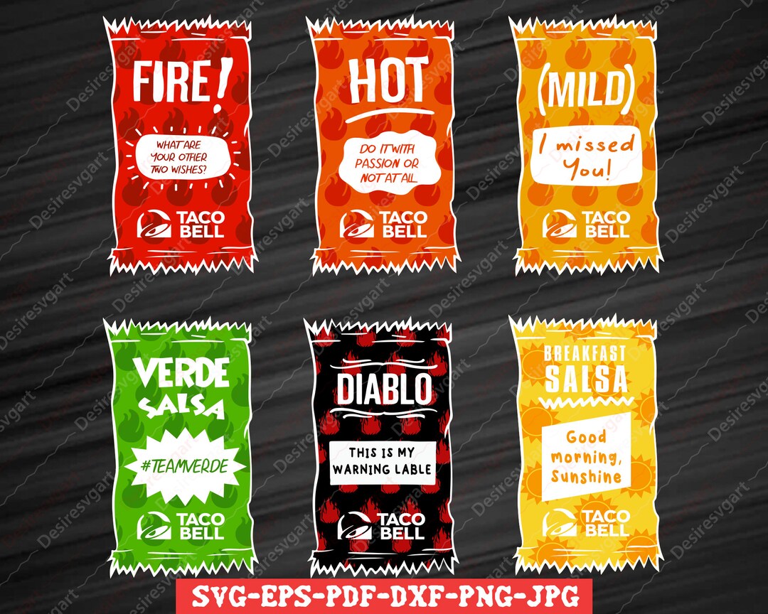 Taco Sauce Packets Taco Svg Hot Sauce Bundle Halloween - Etsy
