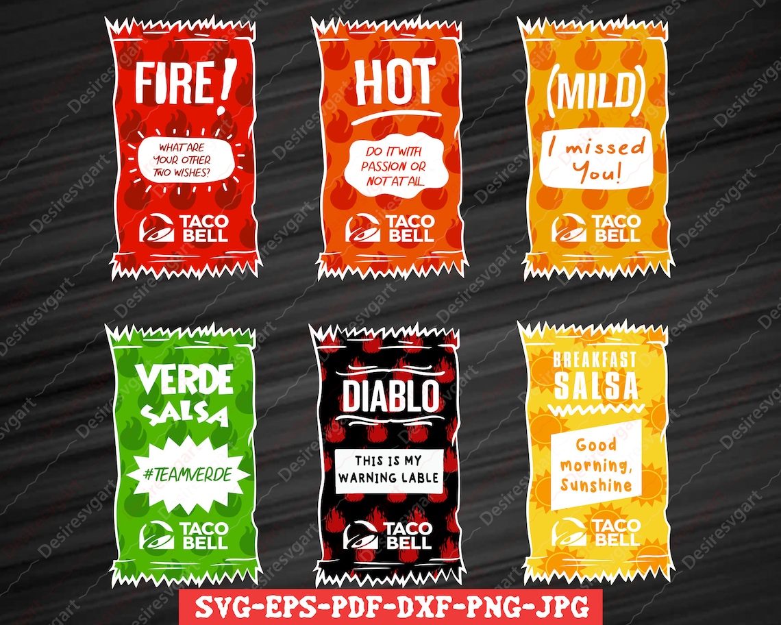 Taco Sauce Packets Taco Svg Hot Sauce Bundle Halloween - Etsy