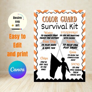 Color Guard Survival Kit Printable Canva Editable Template, Gift Bag ...