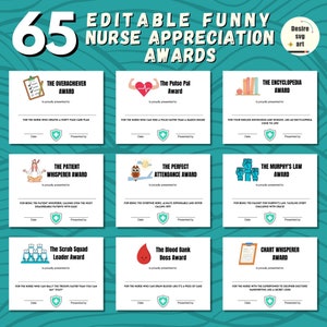 Funny Nursing Award Certificates Editable in Canva, Funny Nurse Award ...