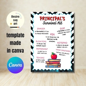School Principal Survival Kit Printable Canva Editable Template | Gift ...