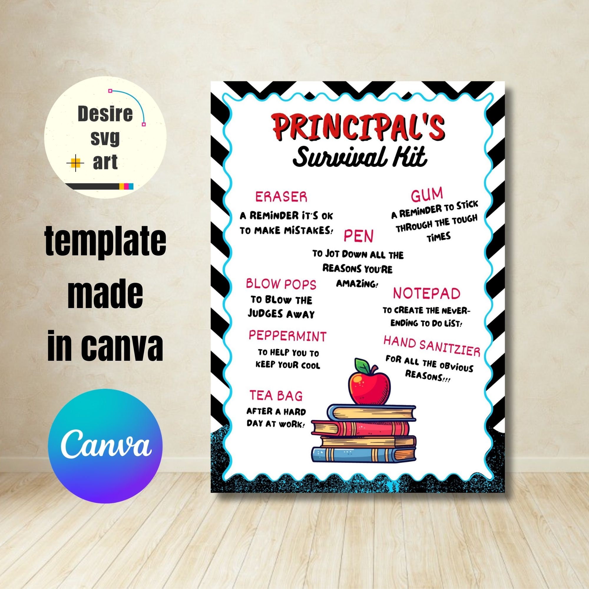 School Principal Survival Kit Printable Canva Editable Template | Gift ...