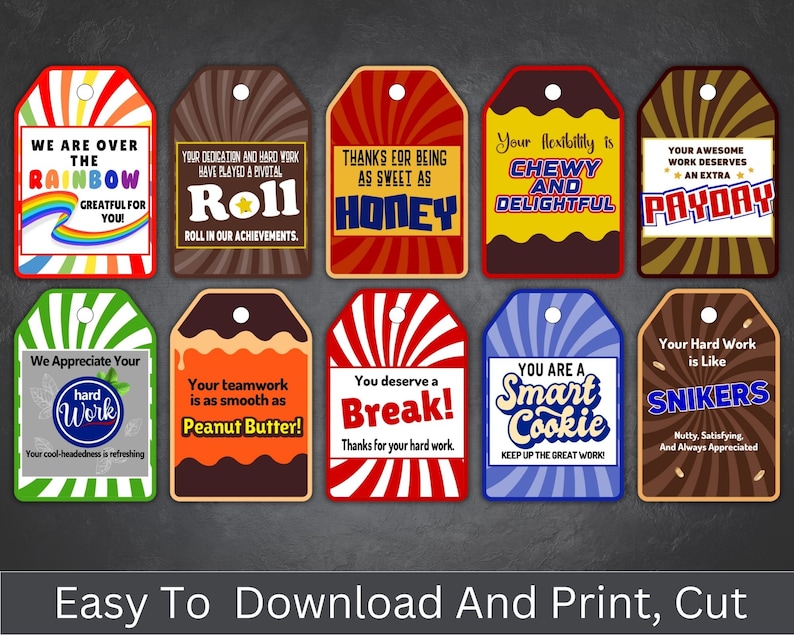 40 Employee Candy Bar Gift Tags | Employee Appreciation Tag | Staff ...