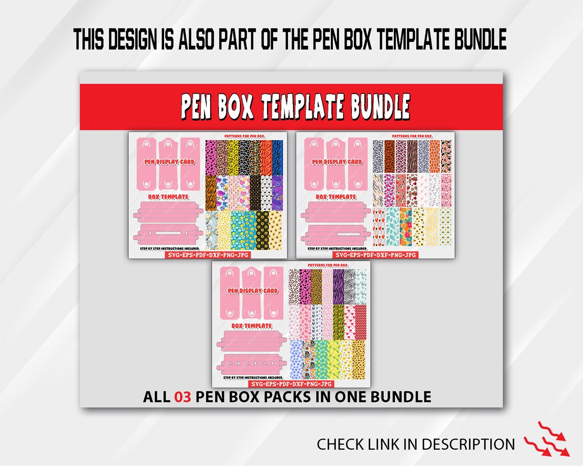 Pen Box Template Bundle Glitter Pen Patterns Svg Pen Display - Etsy