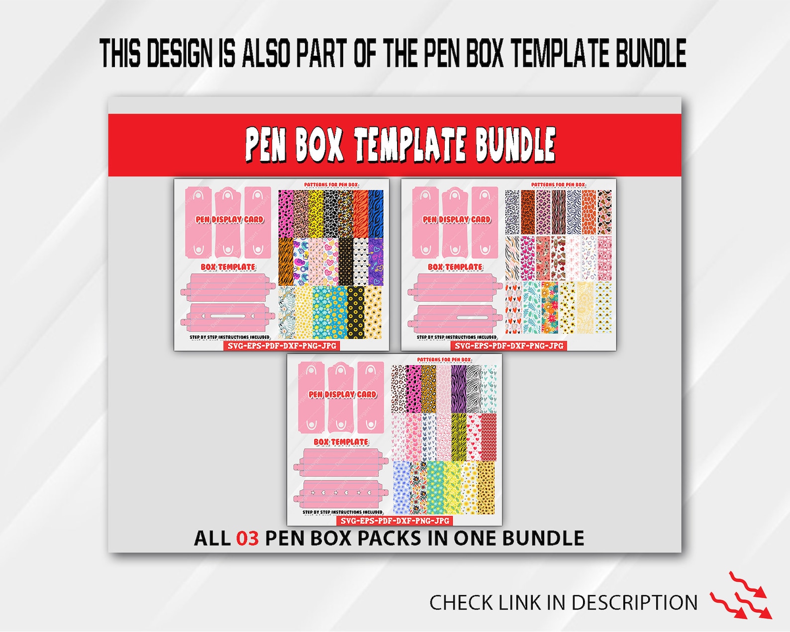 Pen Box Template Bundle Glitter Pen Patterns Svg Pen Display - Etsy