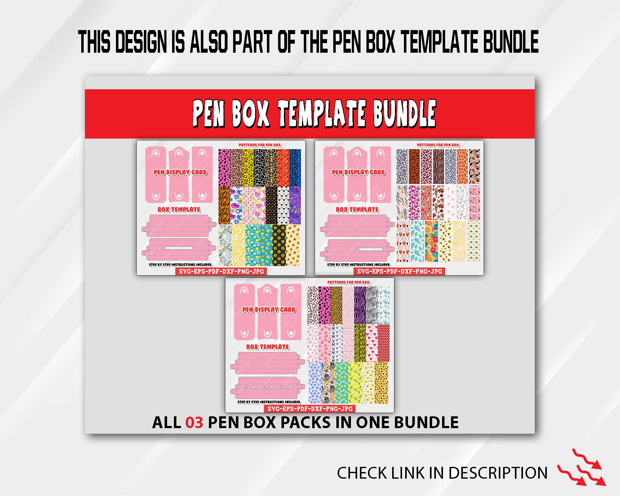 Pen Box Template Bundle Glitter Pen Patterns Svg Pen Display - Etsy UK